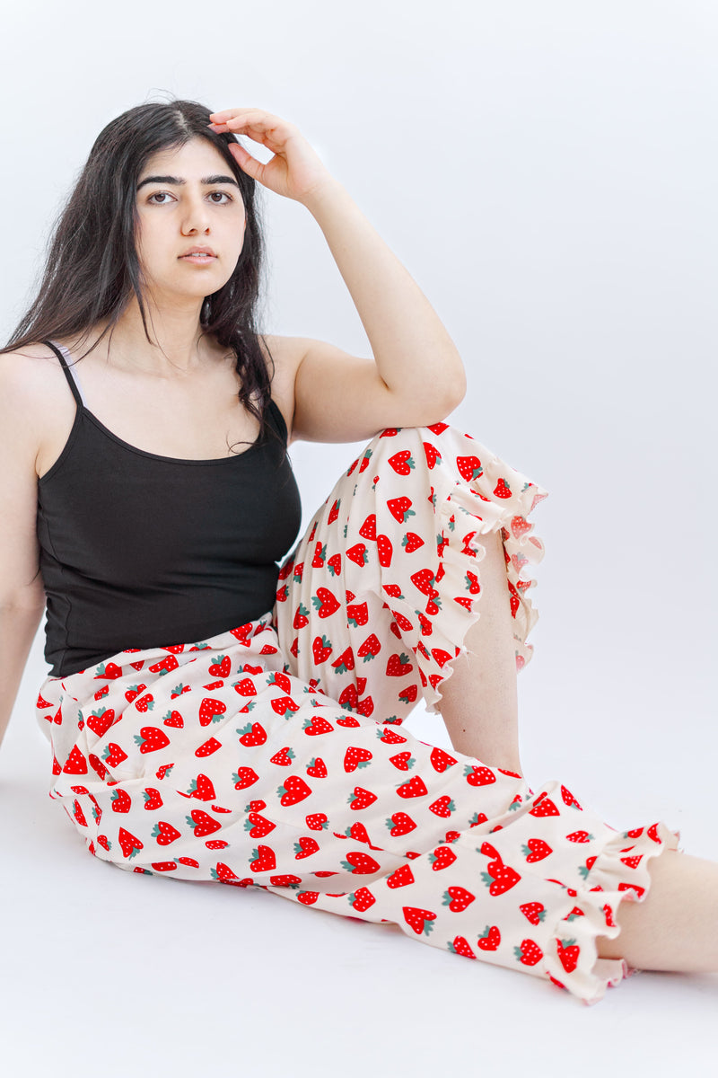 Ruffle Pants in Strawberry Cotton Poplin – Nettle Studios