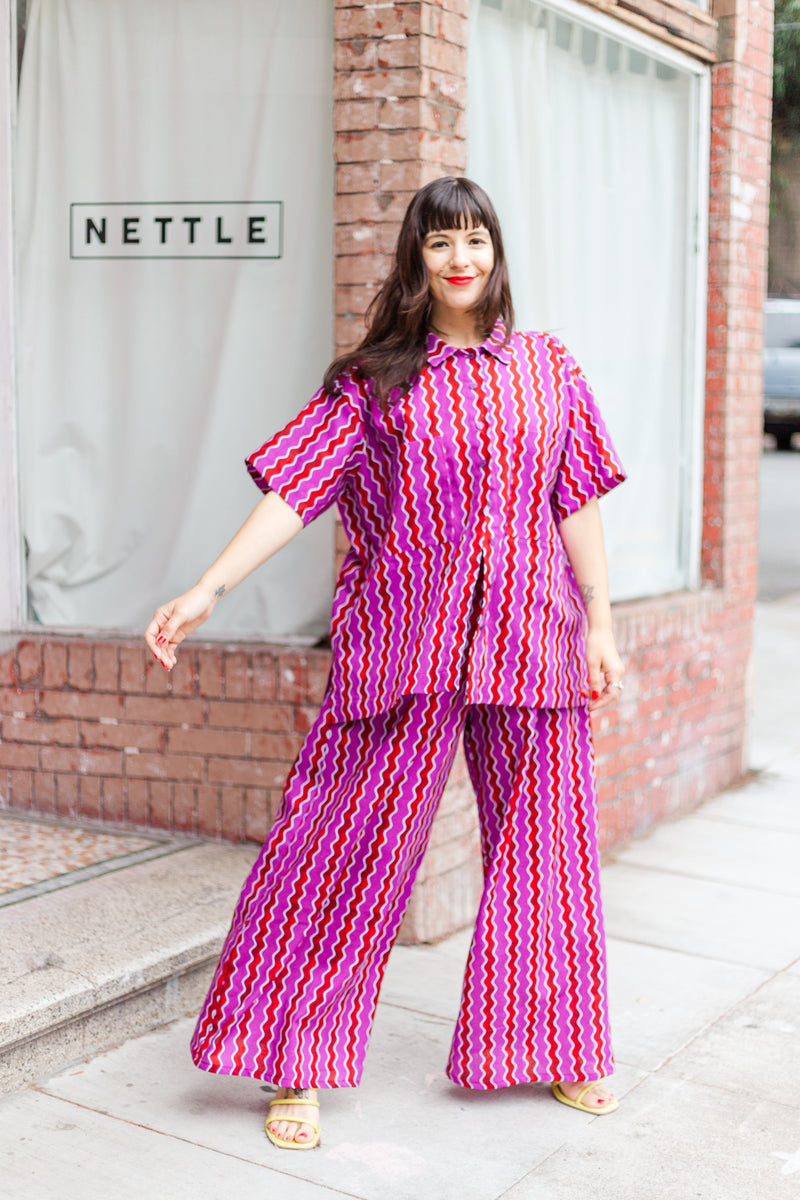 Mid Easy Flare in Wavy Linen (RTS) – Nettle Studios
