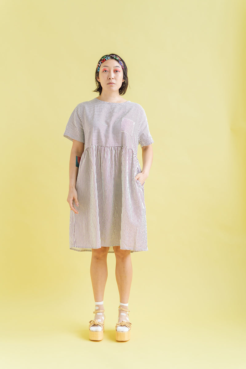 Everyday Dress in Striped Linen (RTS) – Nettle Studios
