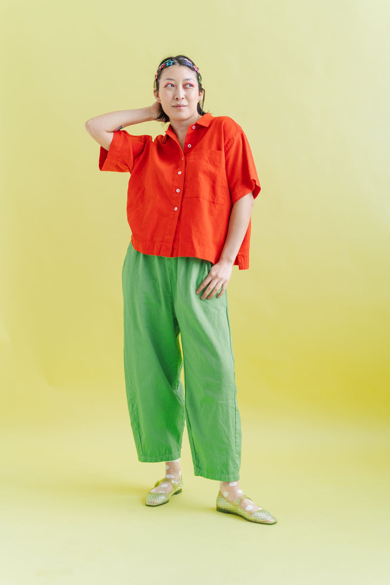 Boxy Collared Top in Tomato Linen (RTS) – Nettle Studios